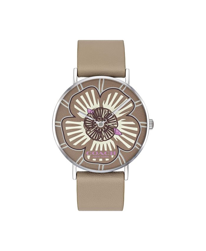 COACH Women's Perry Stone Leather Strap Tea Rose Dial Watch 36mm ...