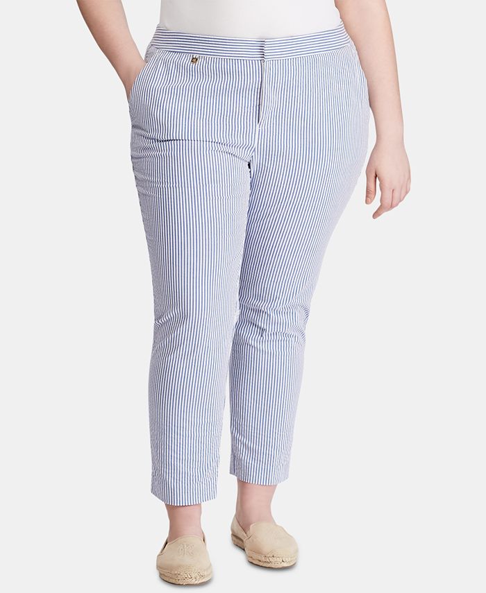 Lauren Ralph Lauren Plus Size Seersucker Skinny Pants - Macy's