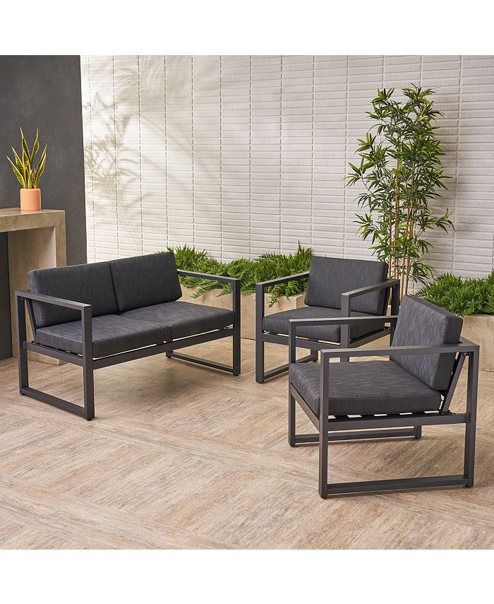 Noble House Navan Outdoor 3pc Seating Set - Macy's