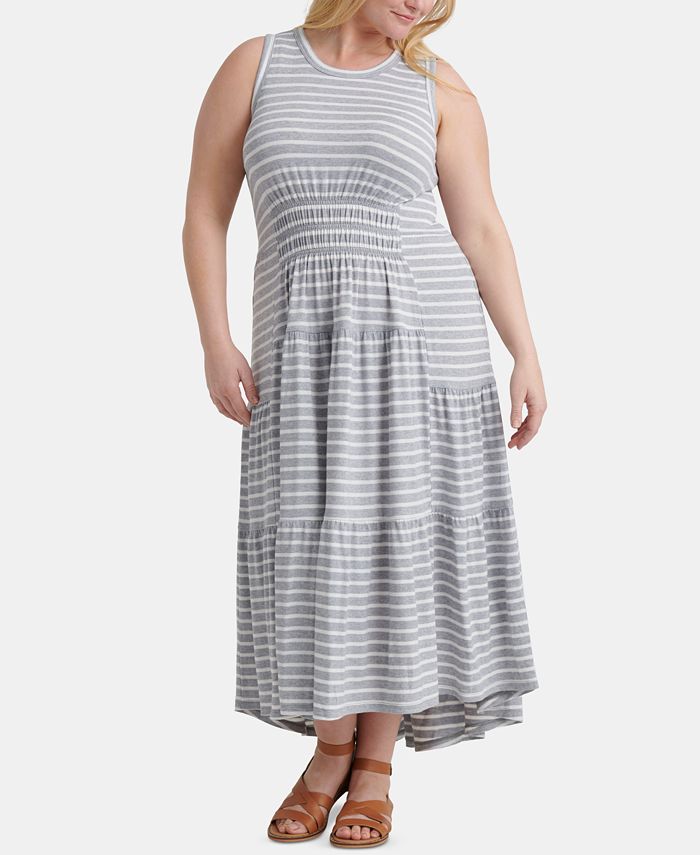 Lucky Brand Plus Size Striped Ruched Maxi Dress - Macy's