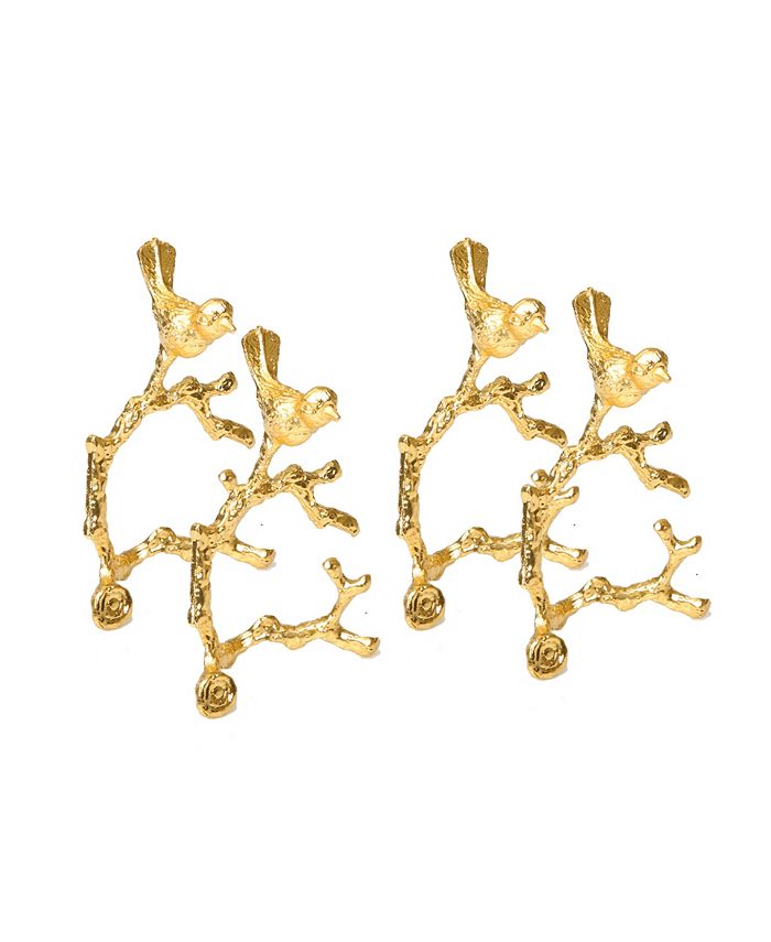 Classic Touch Set of 4 Gold Bird Design Napkin Rings - Macy's