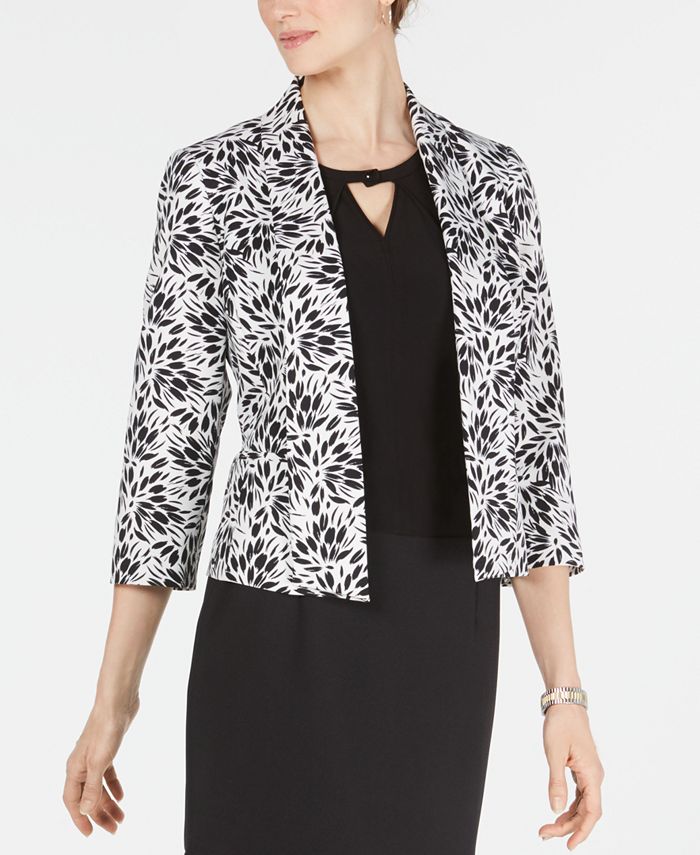 Kasper Petite Printed Open-Front Jacket - Macy's