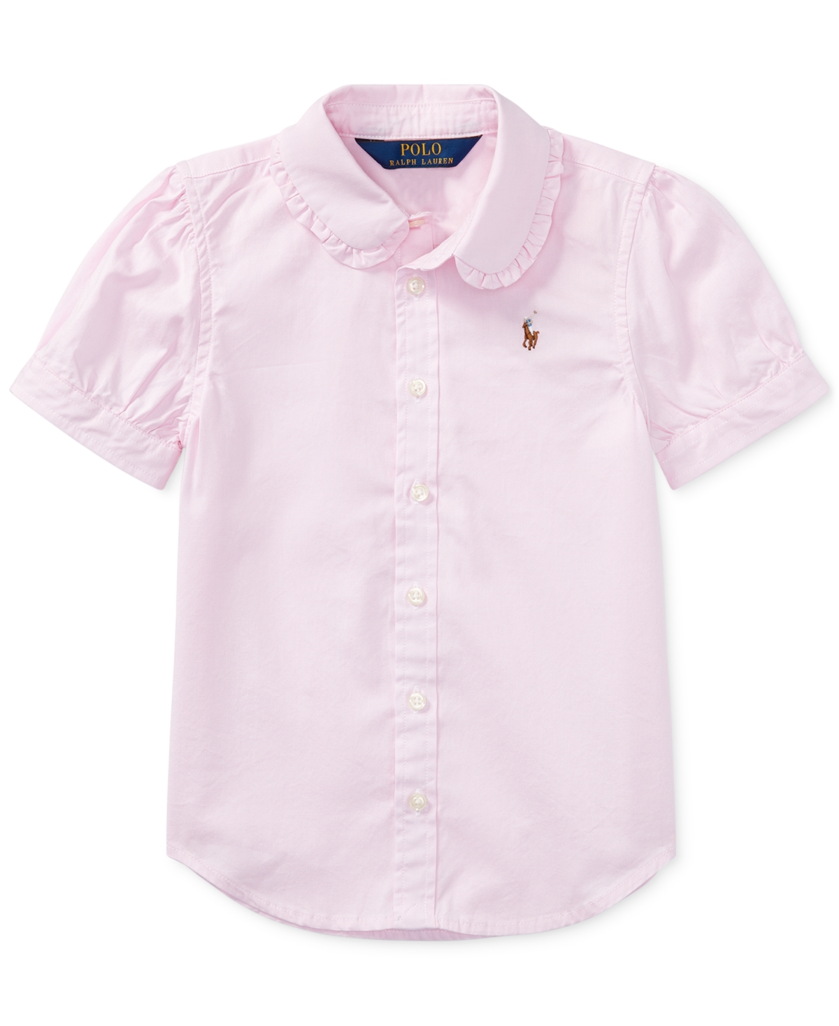 Polo Ralph Lauren Little Girls Short Sleeve Solid Oxford Top - Pink