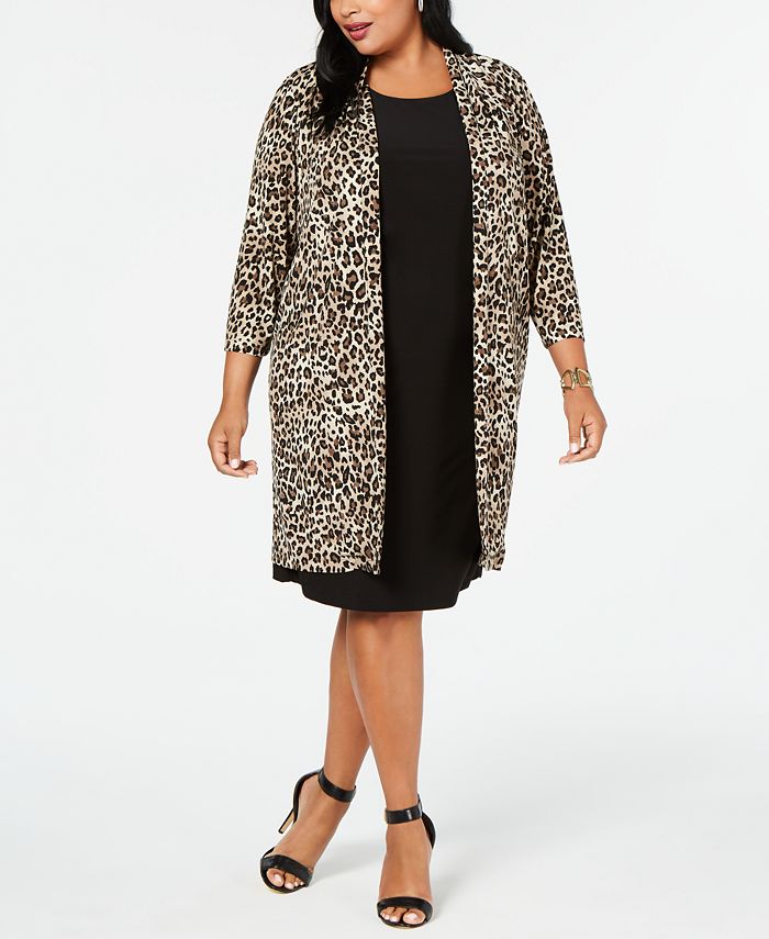 Jessica Howard Plus Size Animal-Print Duster & Shift Dress - Macy's