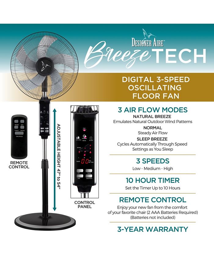 DecoBreeze Floor Fan with Breezetech Remote Control - Macy's