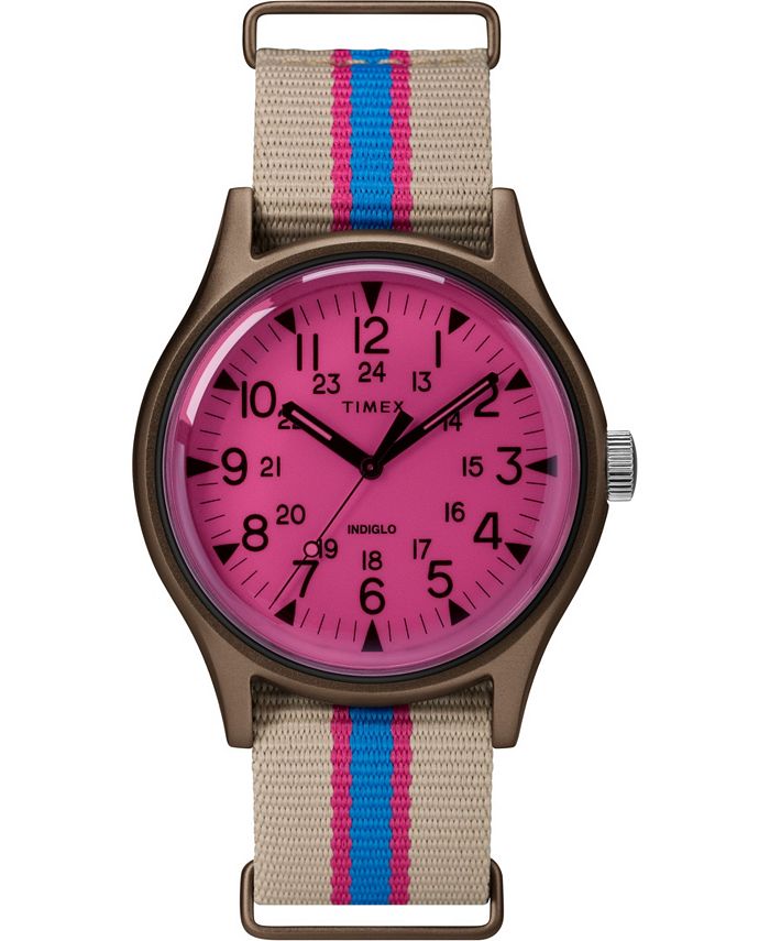Timex Boutique Timex MK1 Aluminum California 40mm Tan with Blue/Pink ...