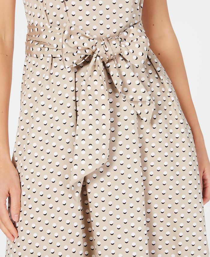 Anne Klein Polka Dot A Line Midi Dress Macys