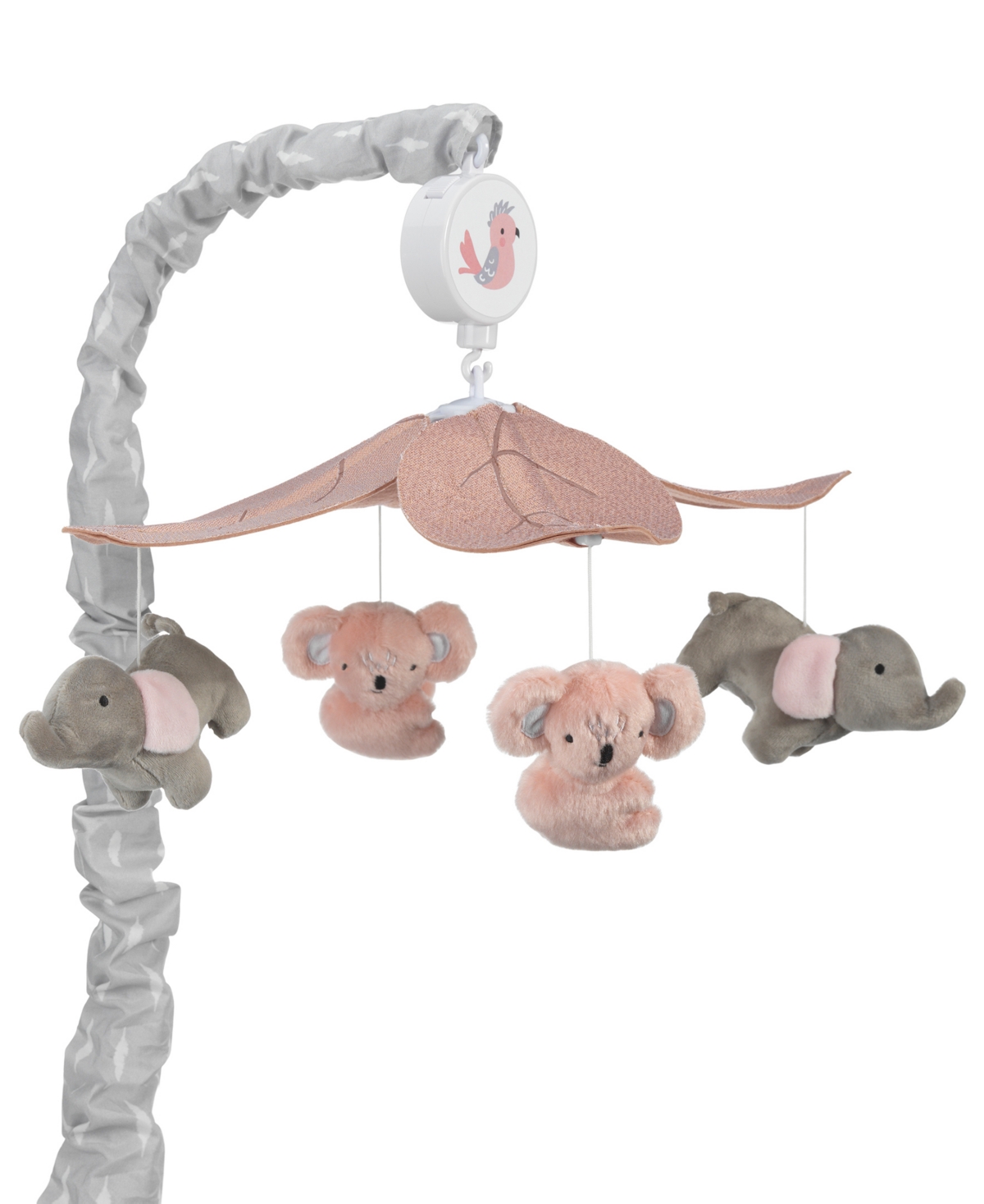 Lambs & Ivy Calypso Pink/Gray Koala & Elephant Musical Baby Crib Mobile - Pink