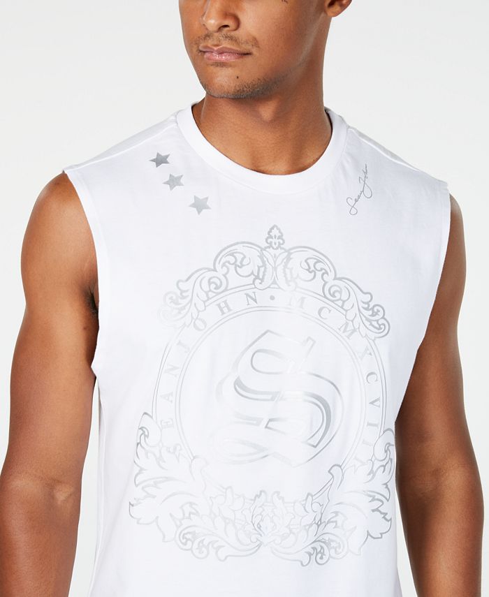 Sean John Men's White Party Metallic Logo Graphic Muscle Tank - Macy's