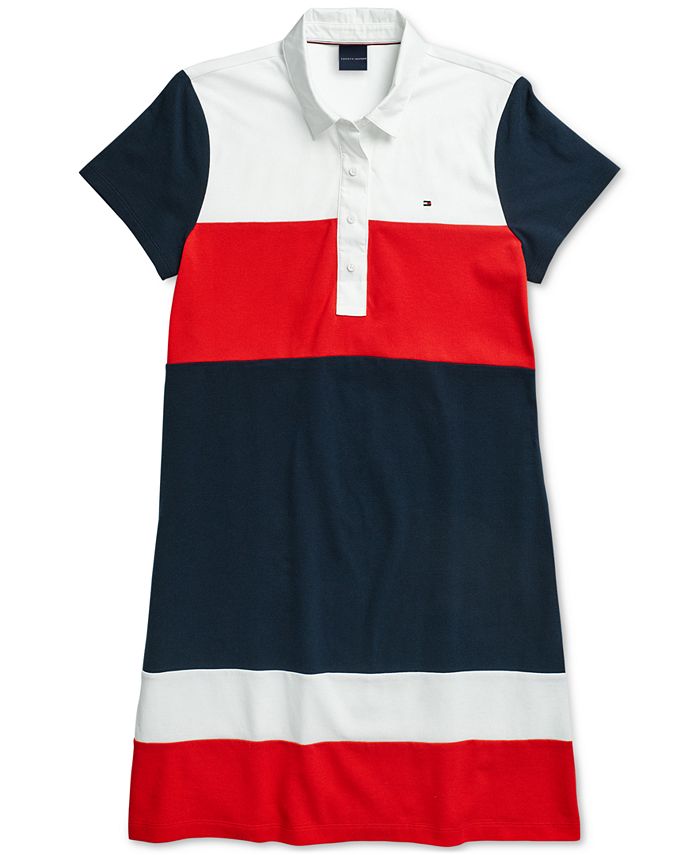 Tommy Hilfiger Women's Jesse Bold Blocked Pollo Dress with Magnetic ...