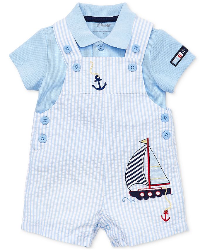 Little Me Baby Boys 2-Pc. Cotton Polo Shirt & Shortall Set - Macy's