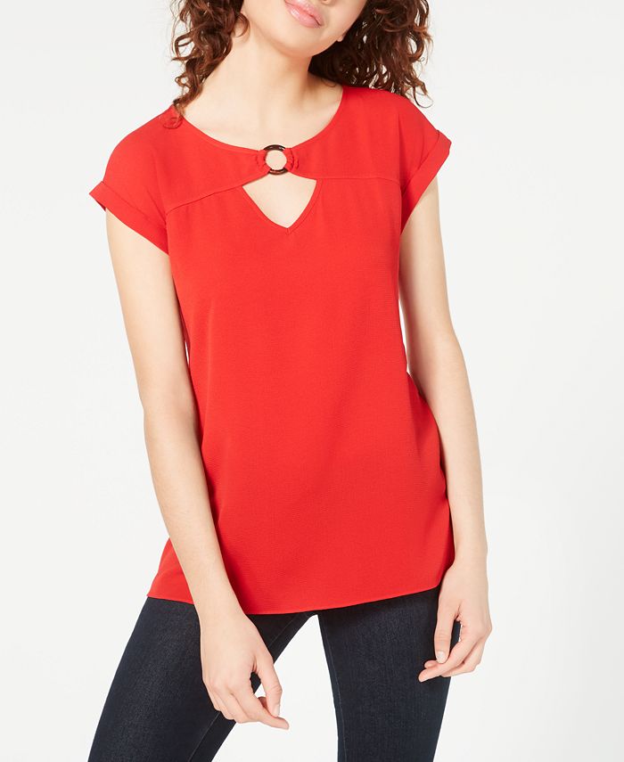 BCX Juniors' Keyhole-Neck Top - Macy's
