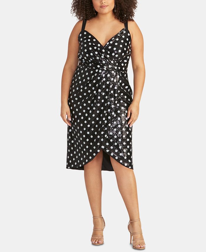 RACHEL Rachel Roy Trendy Plus Size Dot-Print Sequinned Dress - Macy's
