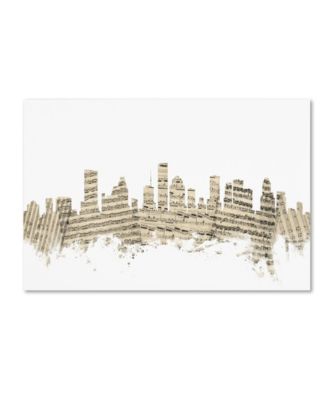Michael Tompsett 'Houston Skyline Sheet Music II' Canvas Art - 30" x 47 ...