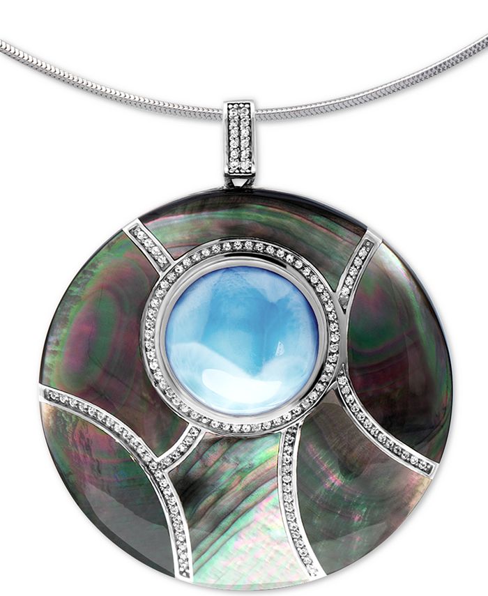 Marahlago Multi-Gemstone Round 21" Pendant Necklace in Sterling Silver ...