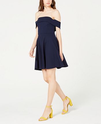 City Studios Juniors' Off-The-Shoulder Fit & Flare Dress - Macy's