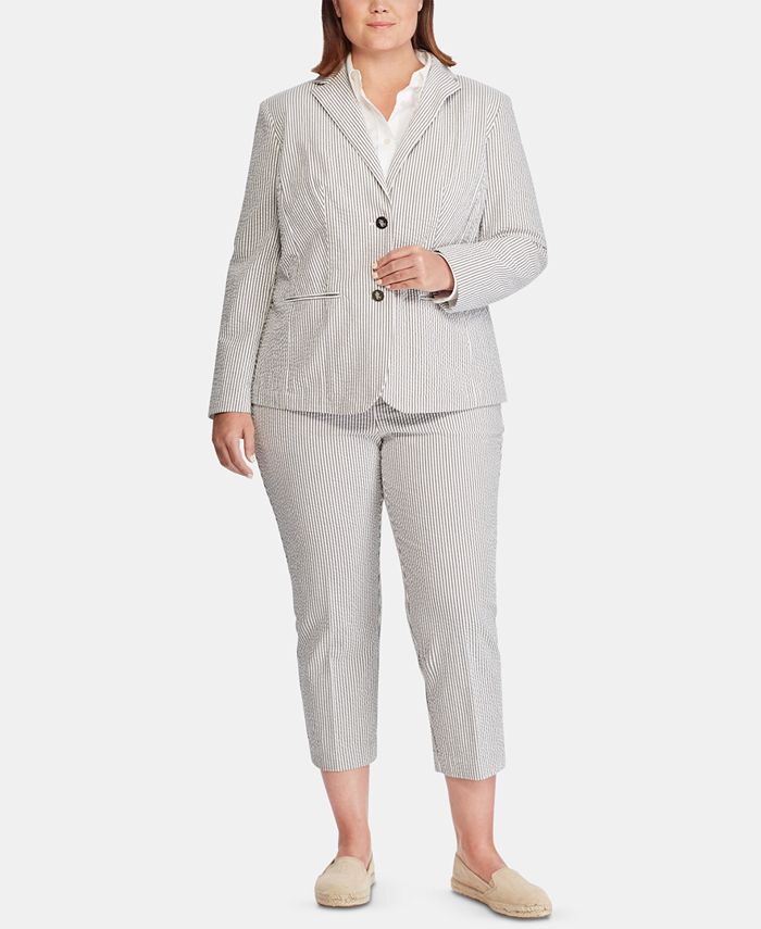 Lauren Ralph Lauren Plus-Size Seersucker Blazer - Macy's