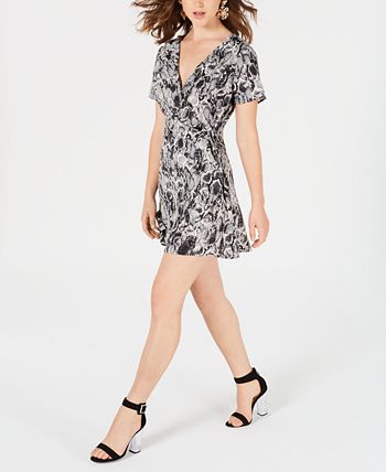 Speechless Juniors' Python-Print Faux-Wrap Dress - Macy's