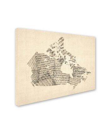 Trademark Global Michael Tompsett 'Old Sheet Music Map of Canada ...