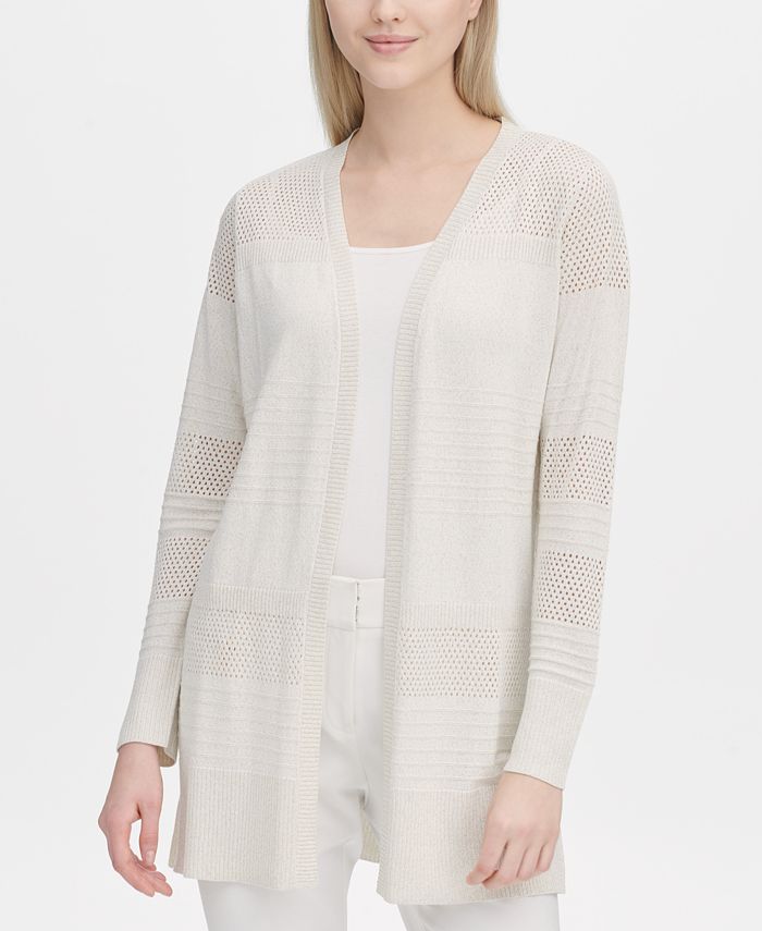 Calvin Klein Embellished-Trim Open-Front Cardigan - Macy's