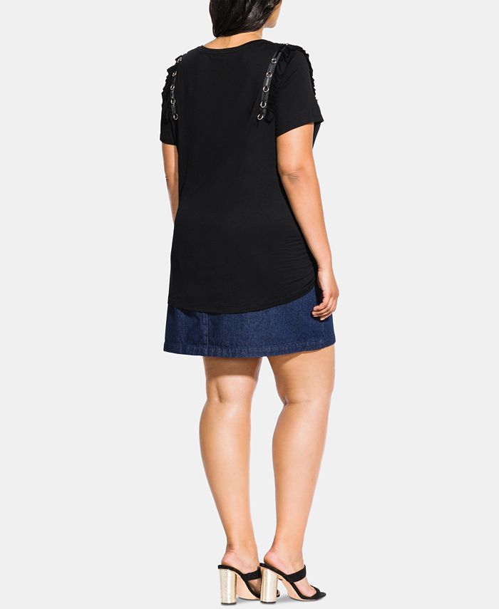 City Chic Trendy Plus Size Ruffle Ring Top - Macy's