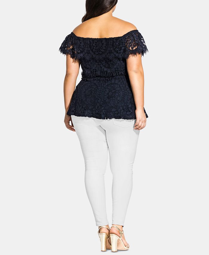 City Chic Trendy Plus Size Off The Shoulder Lace Top Macys