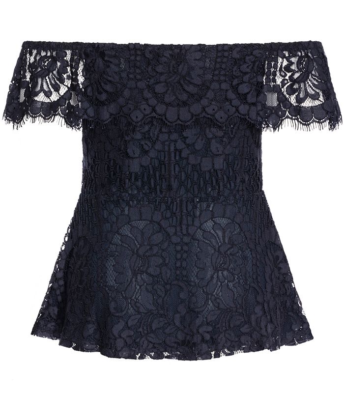 City Chic Trendy Plus Size Off The Shoulder Lace Top Macys