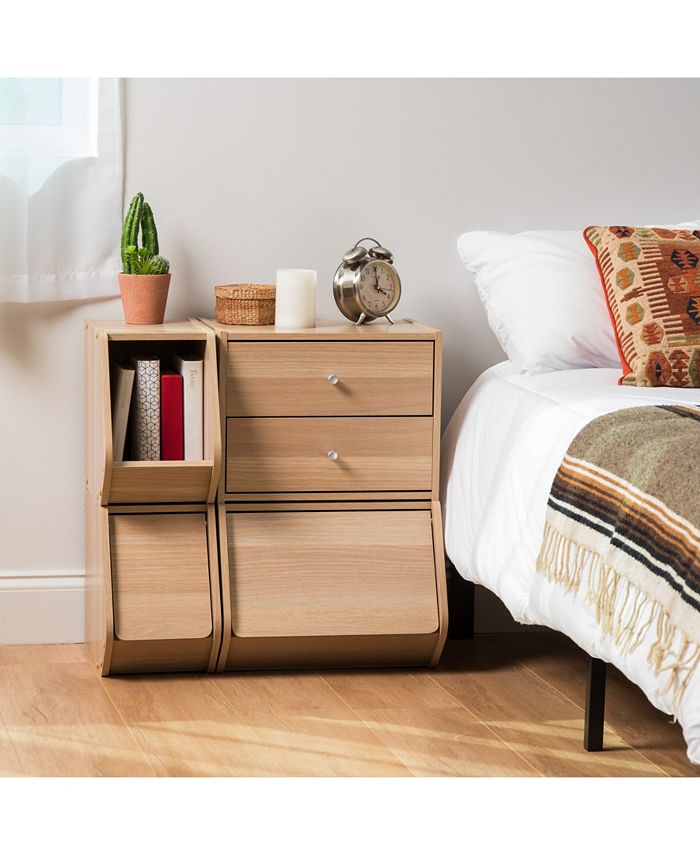 IRIS USA Modular Wood Stacking Storage Box With Door - Macy's