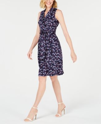 Anne Klein Printed Faux-Wrap Dress - Macy's