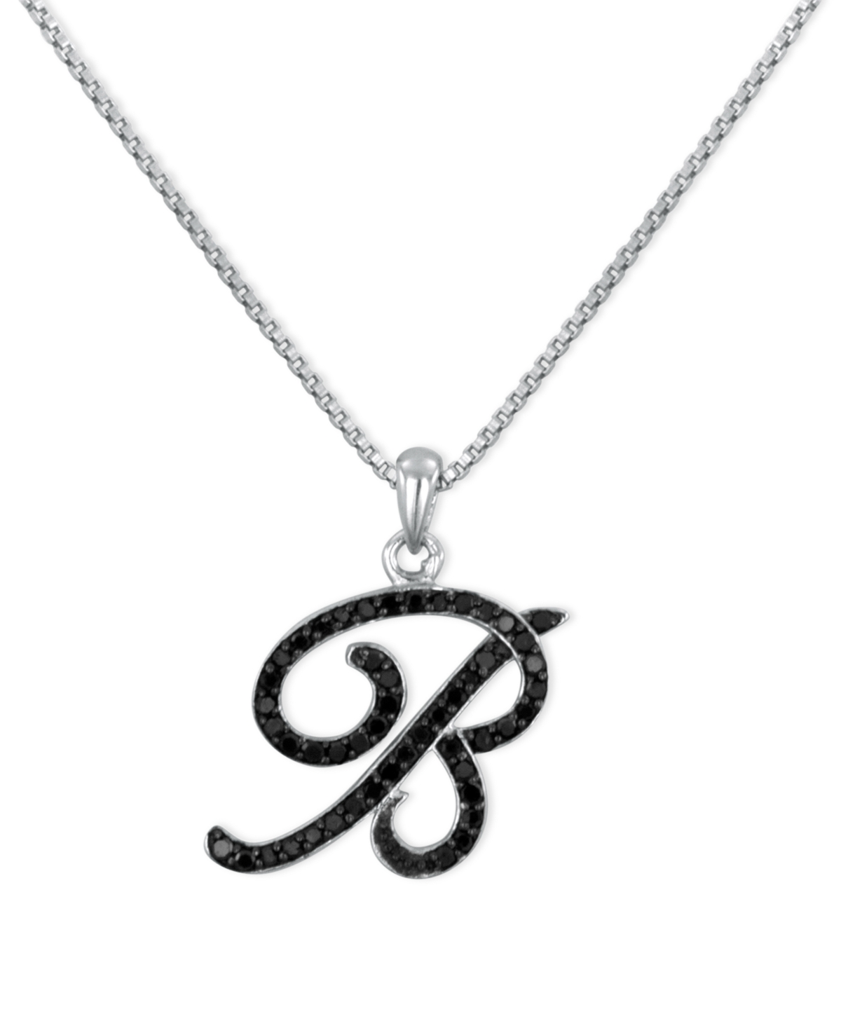 Click here for Sterling Silver Necklace  Black Diamond B Initial... prices