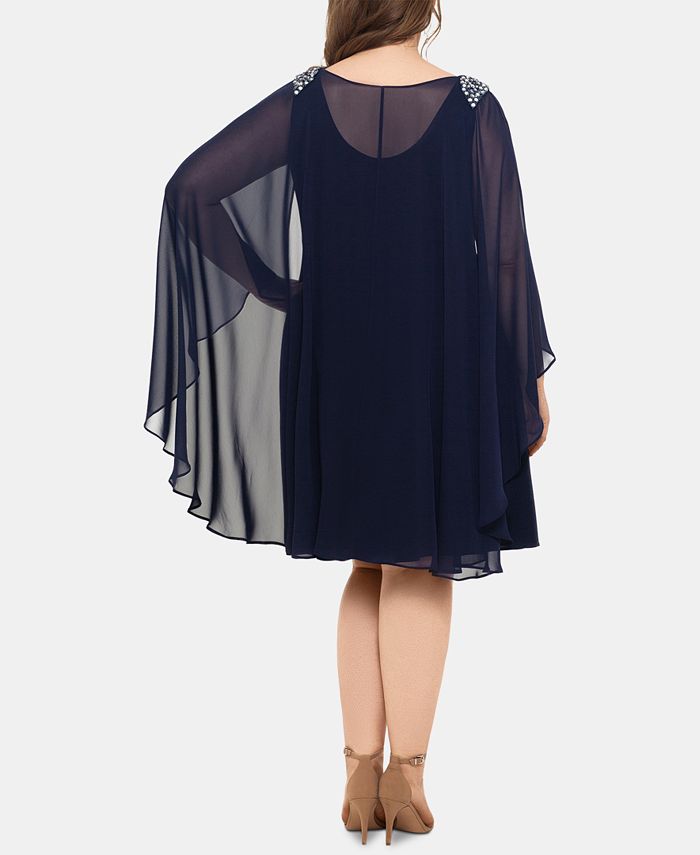 XSCAPE Plus Size A-Line Cape Dress - Macy's