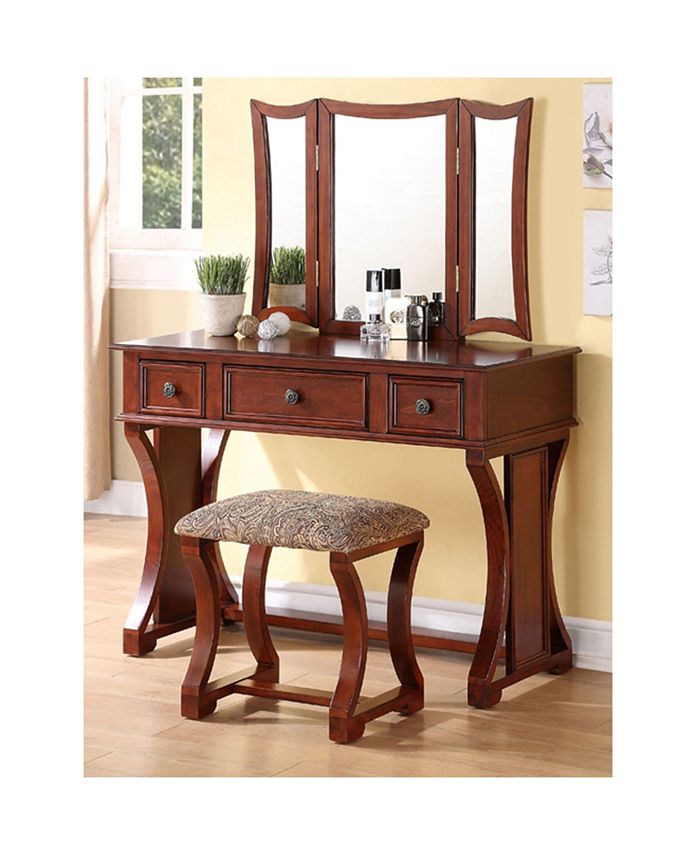 Benzara Vanity Set Featuring Stool And Mirror - Macy's