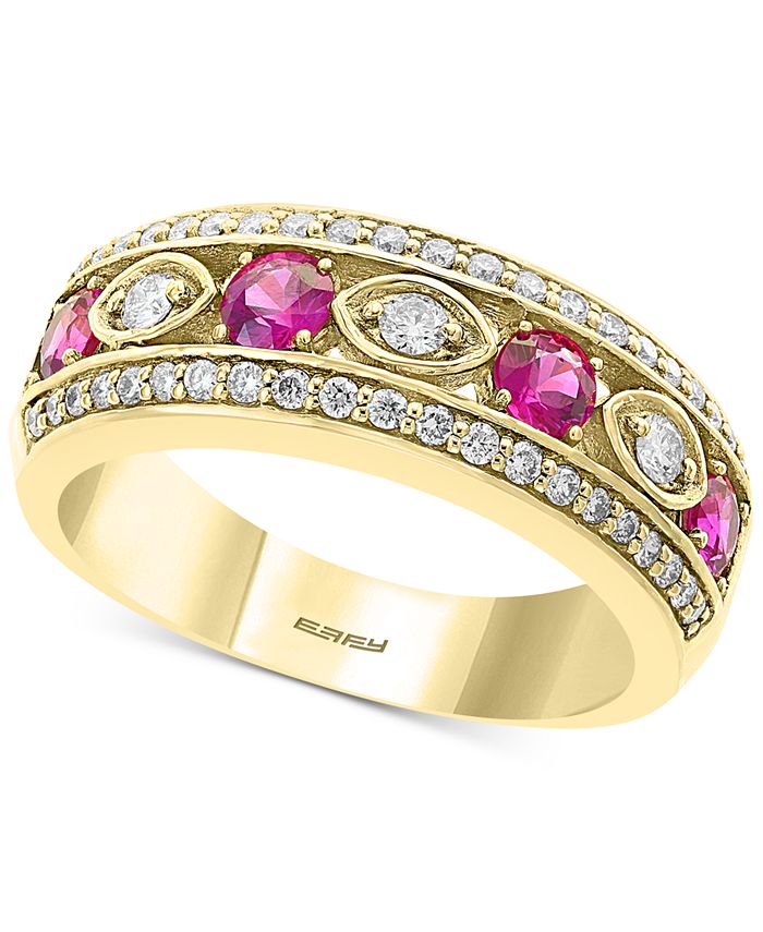 EFFY Collection EFFY®Ruby (5/8 ct. t.w.) & Diamond (1/3 ct. t.w.) Band ...