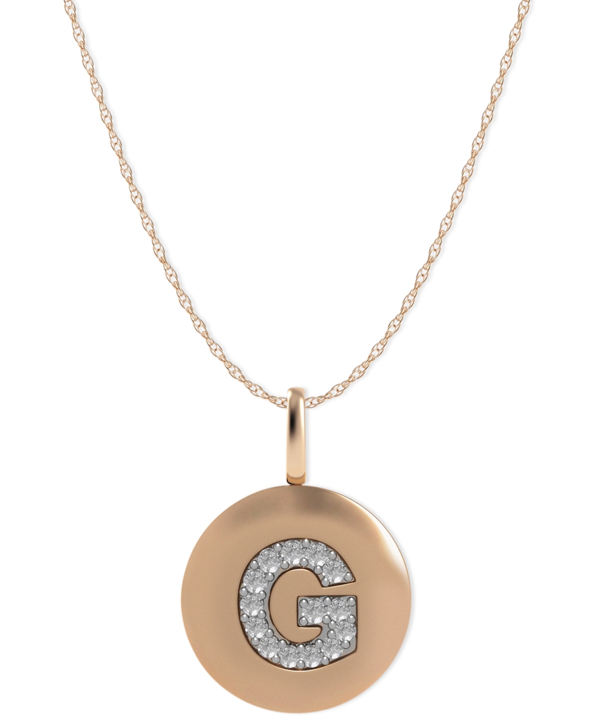Click here for 14k Rose Gold Necklace  Diamond Accent Letter G Di... prices