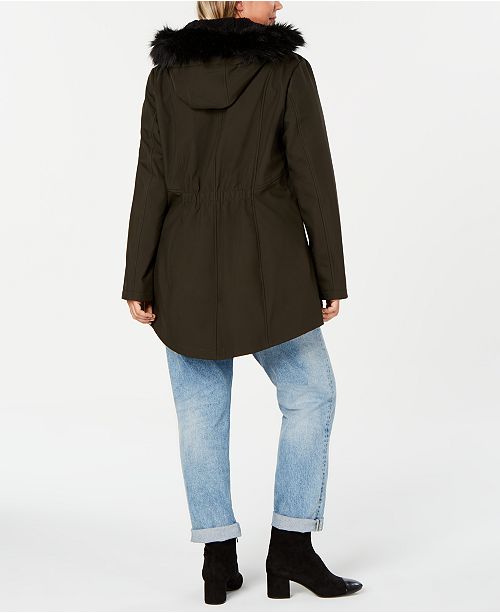 French Connection Plus Size Zip-Front Water Resistant Hooded Raincoat ...