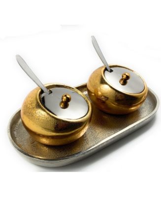 Vibhsa Decorative Mini Golden Condiments with Spoons - Macy's