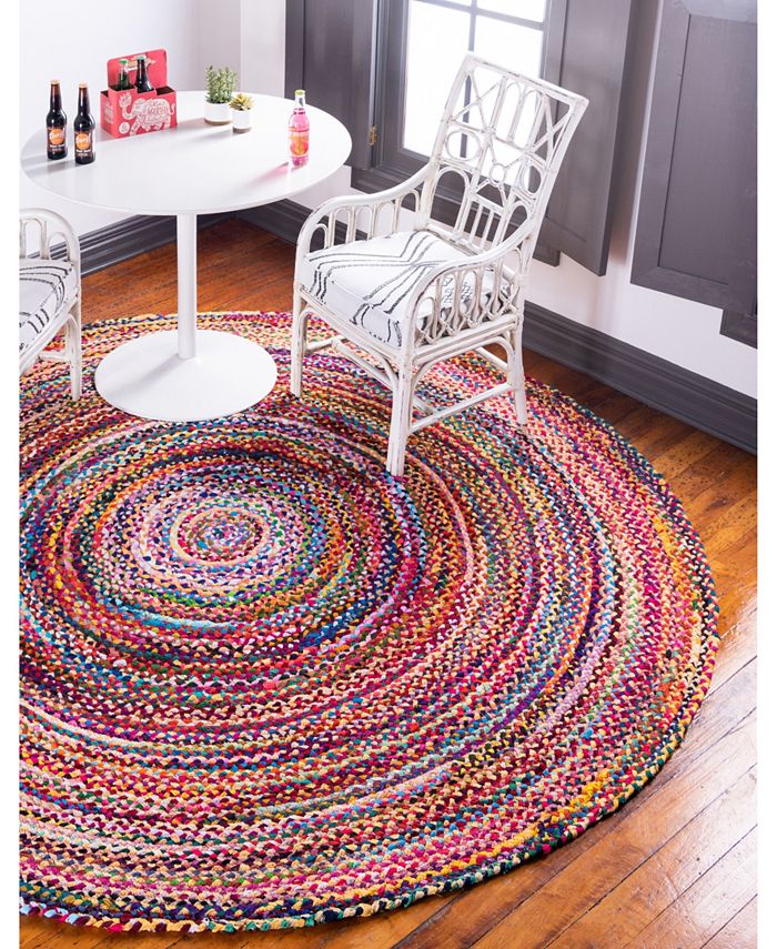 Bayshore Home Roari Cotton Braids Rcb1 Multi 6' x 6' Round Area Rug ...