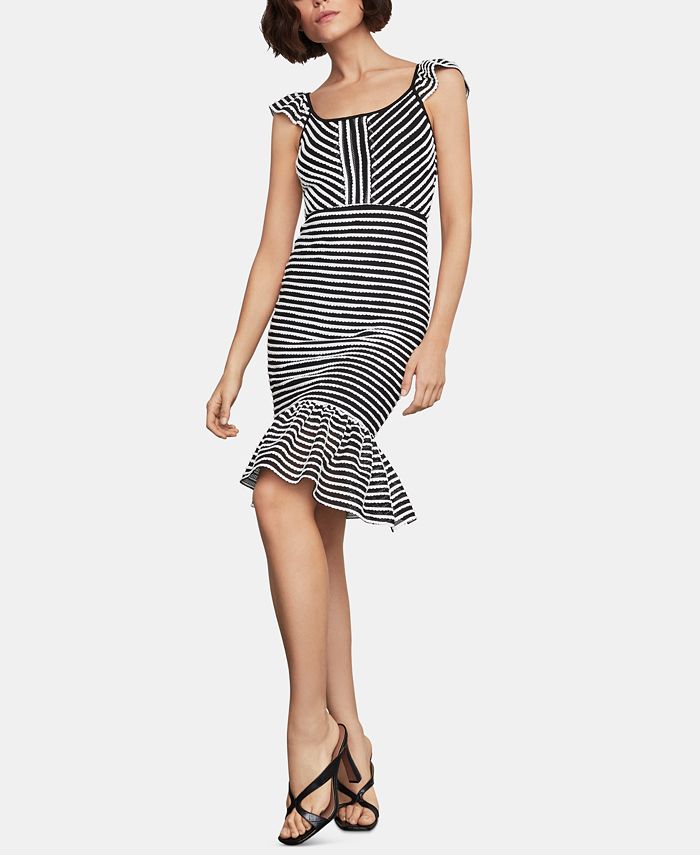 BCBGMAXAZRIA Striped Ruffled Sheath Dress - Macy's