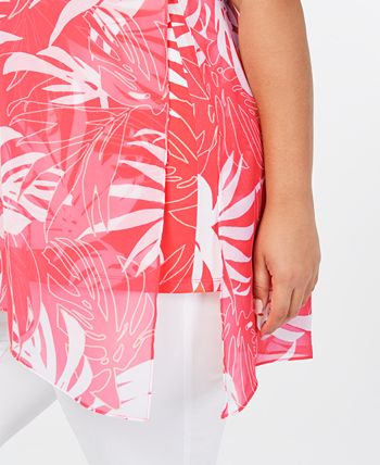 Alfani Plus Size Chiffon Split-Front Top, Created for Macy's - Macy's