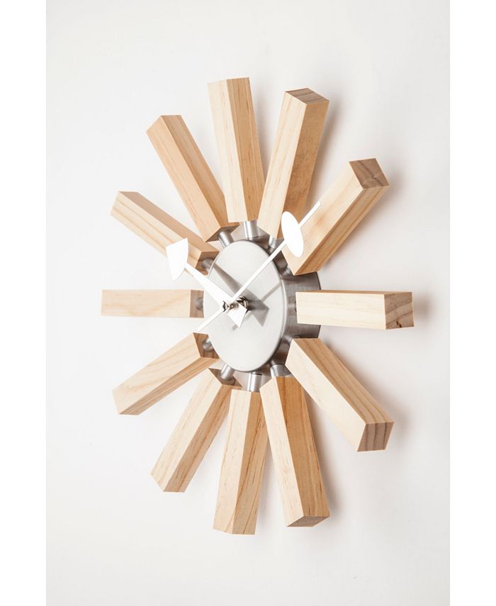 Stilnovo Mid Century Modern Wooden Spokes Wall Clock - Macy's