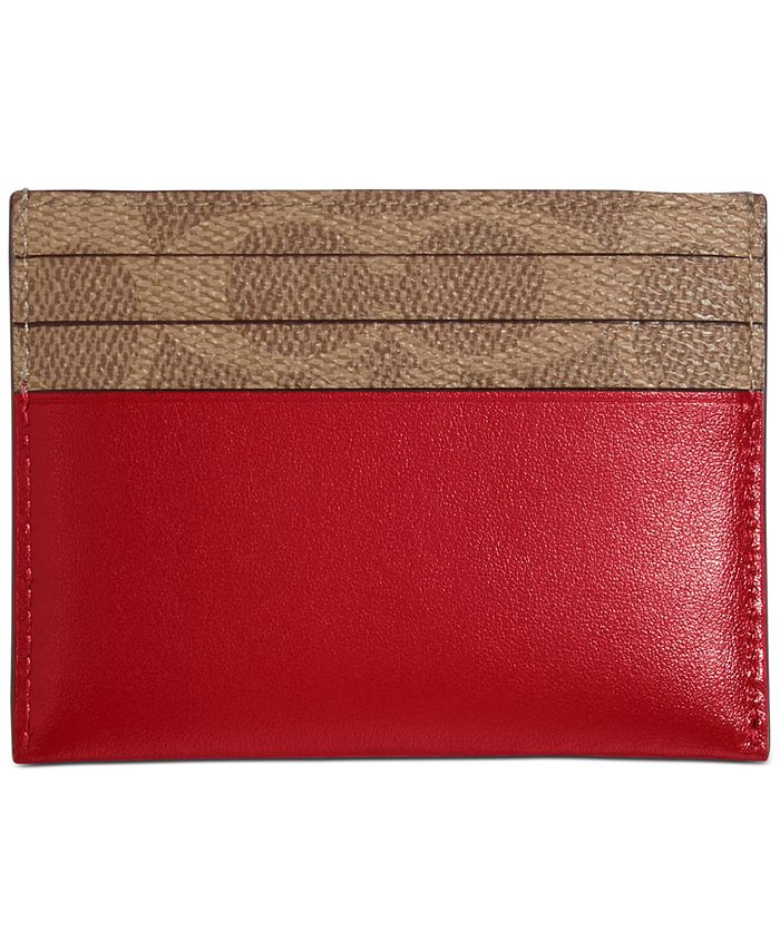 COACH Signature Leather Colorblock Card Case - Macy's