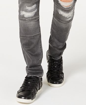 GUESS Men's Slim-Fit Tapered Multi Stitched Ripped Jeans - Macy's