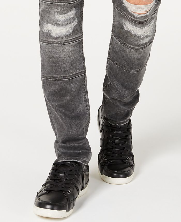 GUESS Men's Slim-Fit Tapered Multi Stitched Ripped Jeans - Macy's