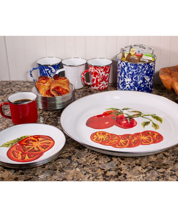 Golden Rabbit Tomatoes Enamelware Collection 16" x 12" Oval Platter ...