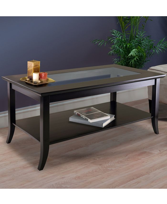 Winsome Genoa Rectangular Coffee Table with Glass Top and Shelf - Macy's