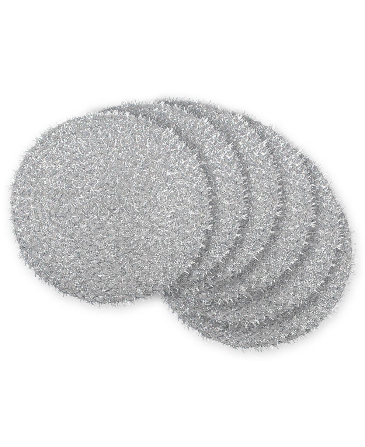 Click here for Round Woven Tinsel Placemat  Set of 6 - Silver prices