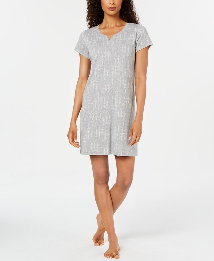 Charter Club Women's Cotton Knit Printed Sleepshirt Nightgown, Created ...