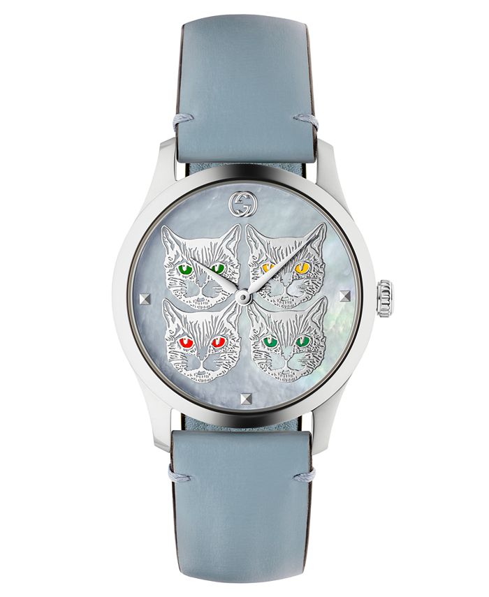 Gucci Women's Swiss G-Timeless Pastel Sky Blue Leather Strap Watch 38mm ...