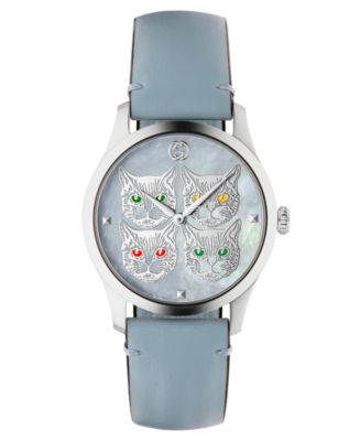 Gucci Women's Swiss G-Timeless Pastel Sky Blue Leather Strap Watch 38mm ...