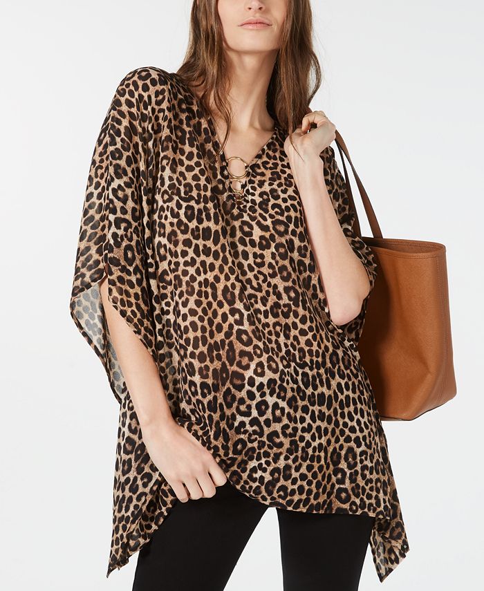 Michael Kors Leopard Print Flutter Top Macys
